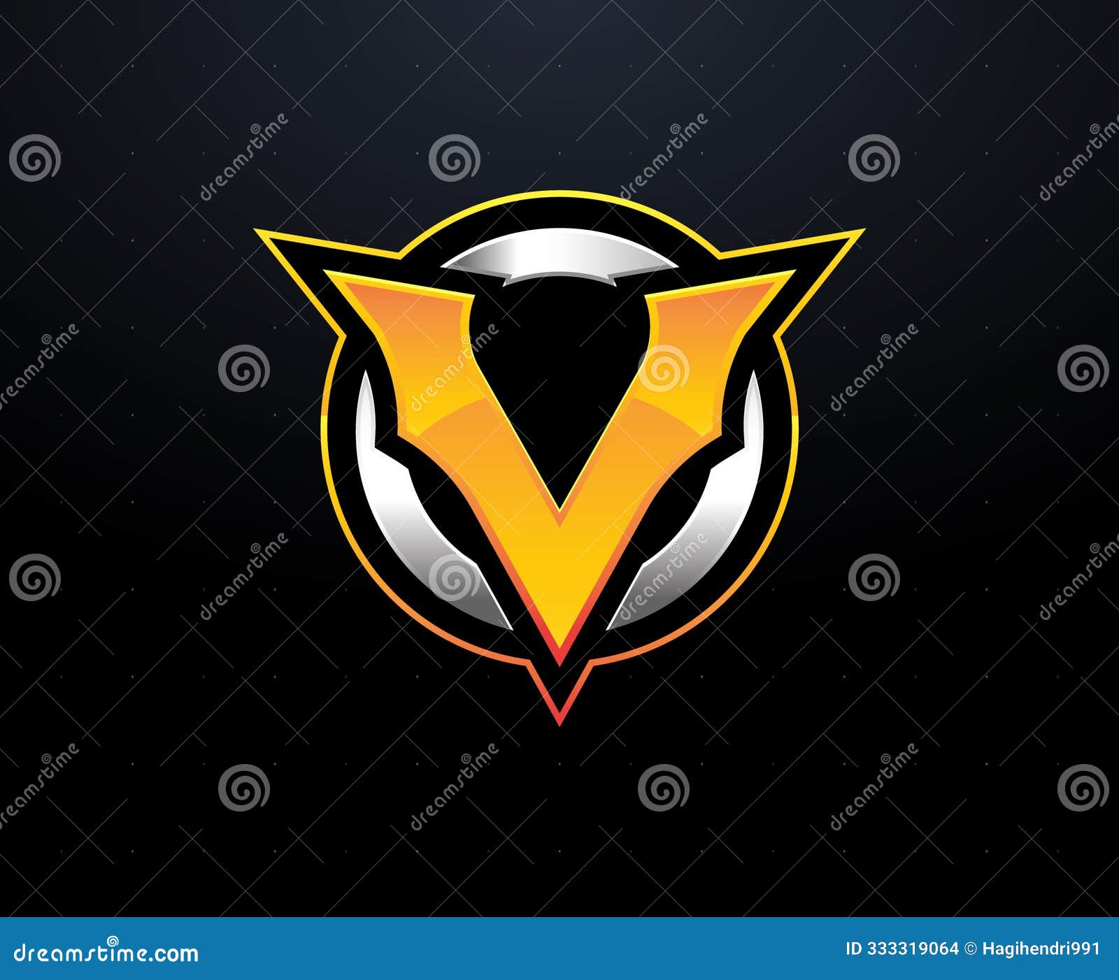 Modern Gaming Logo with Letter V and Circle Design Stock Vector ...