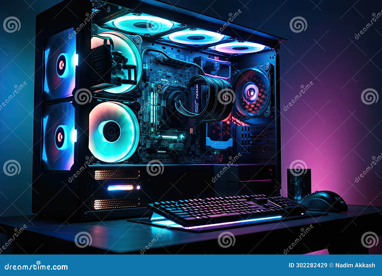 Modern gaming PC rig stock image. Image of threedimensional - 302282429