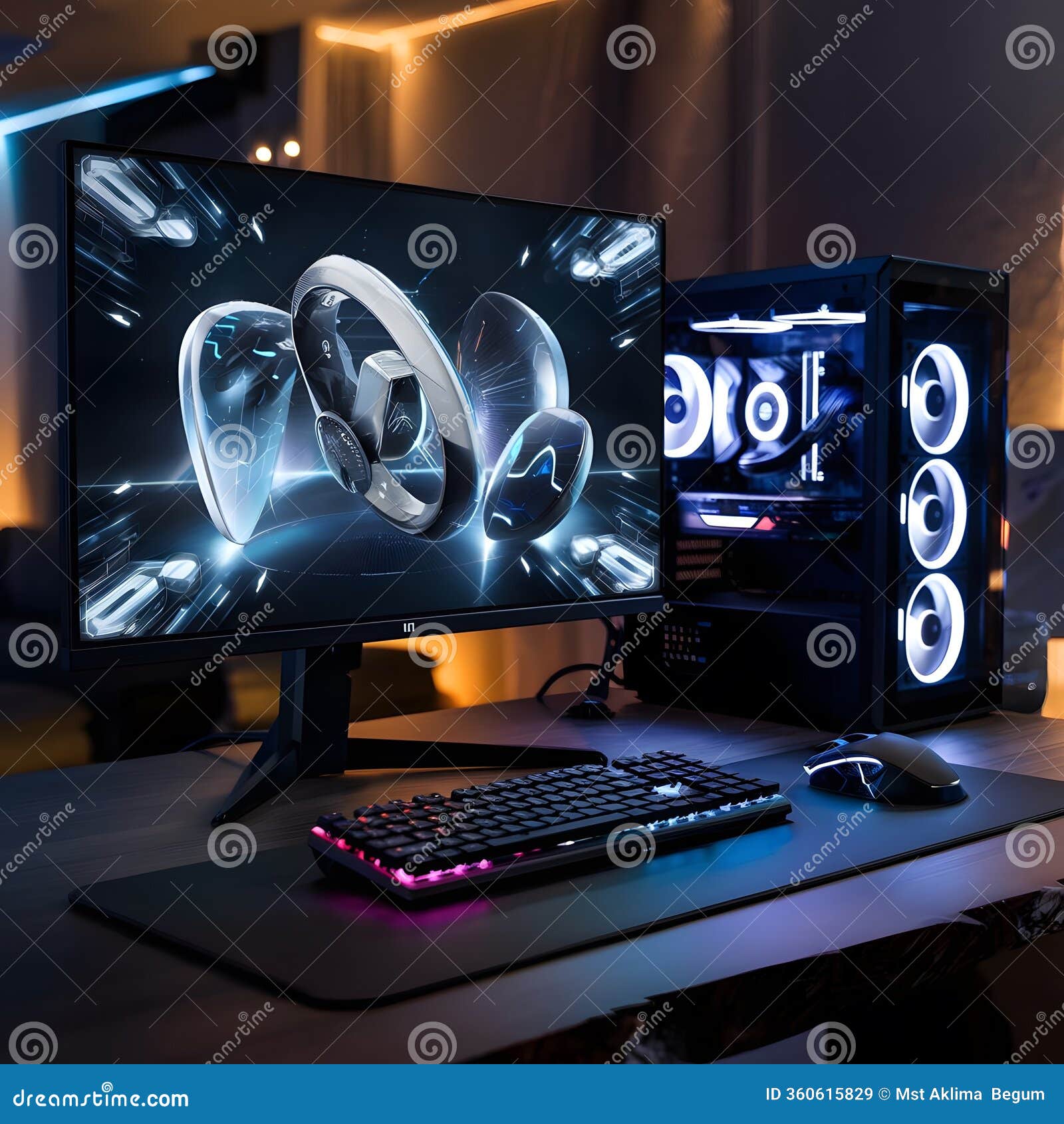 Modern Gaming Setup High-Performance RGB PC & Accessories Stock Image ...
