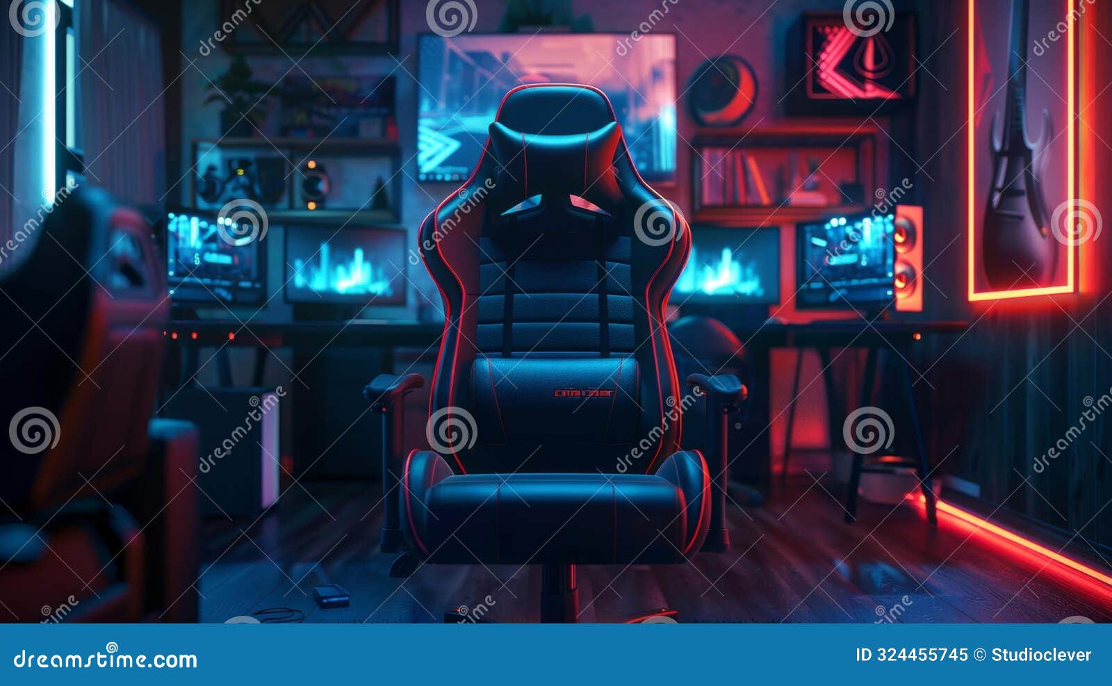 Modern Gaming Setup with Neon Lights, Generative AI Stock Image - Image ...