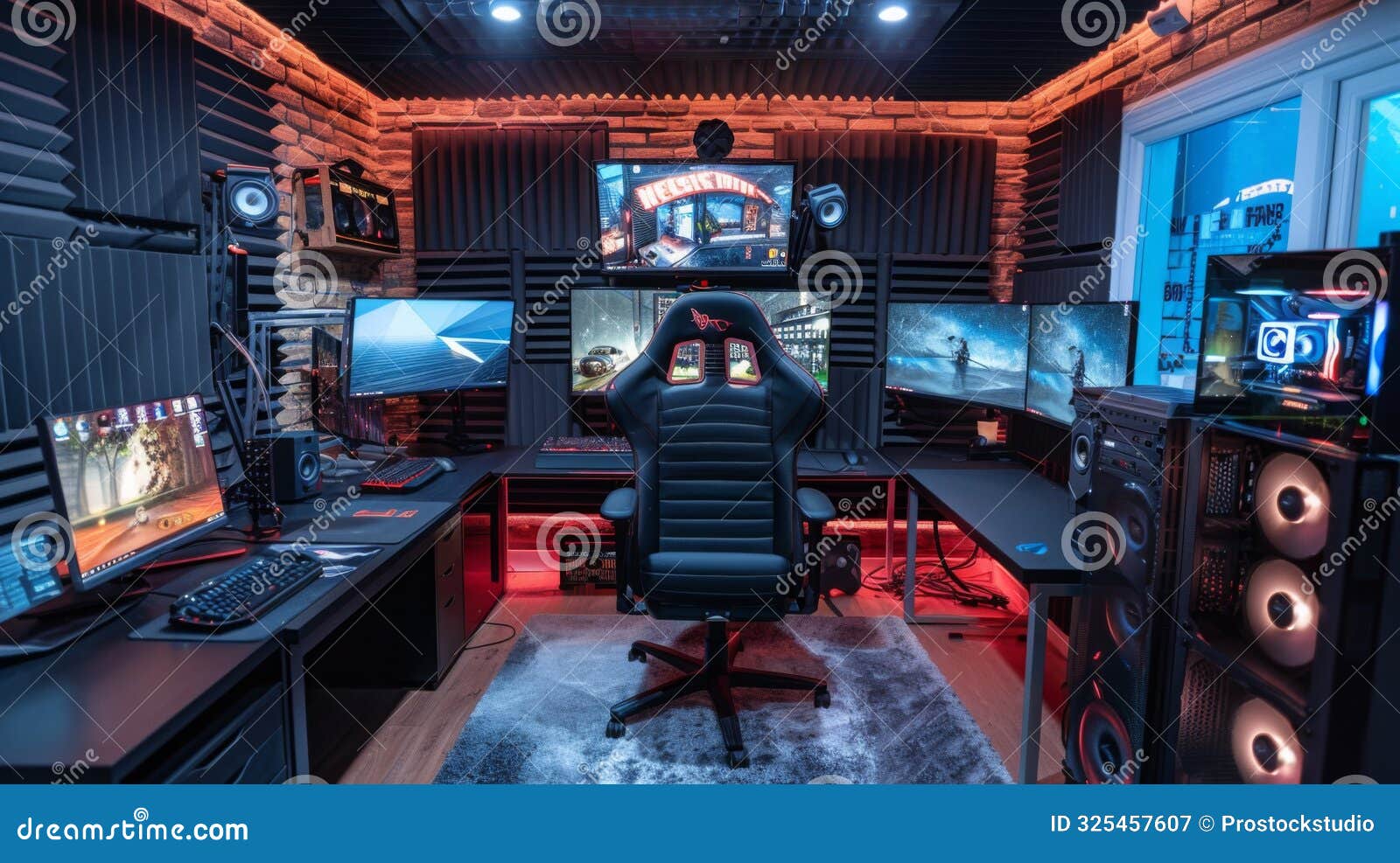 Modern Gaming Setup with Soundproofing Stock Image - Image of panels ...