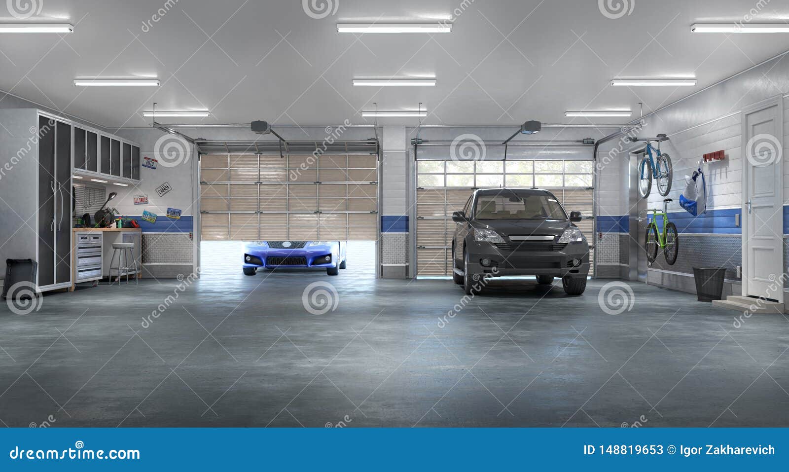 Modern garage interior. stock image. Image of moving - 148819653