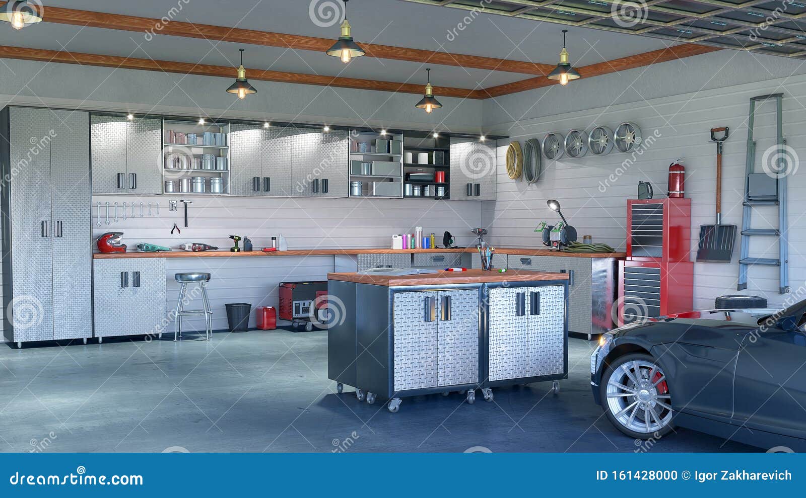 Garage Interior With Stend Of Tools. Stock Photo | CartoonDealer.com ...