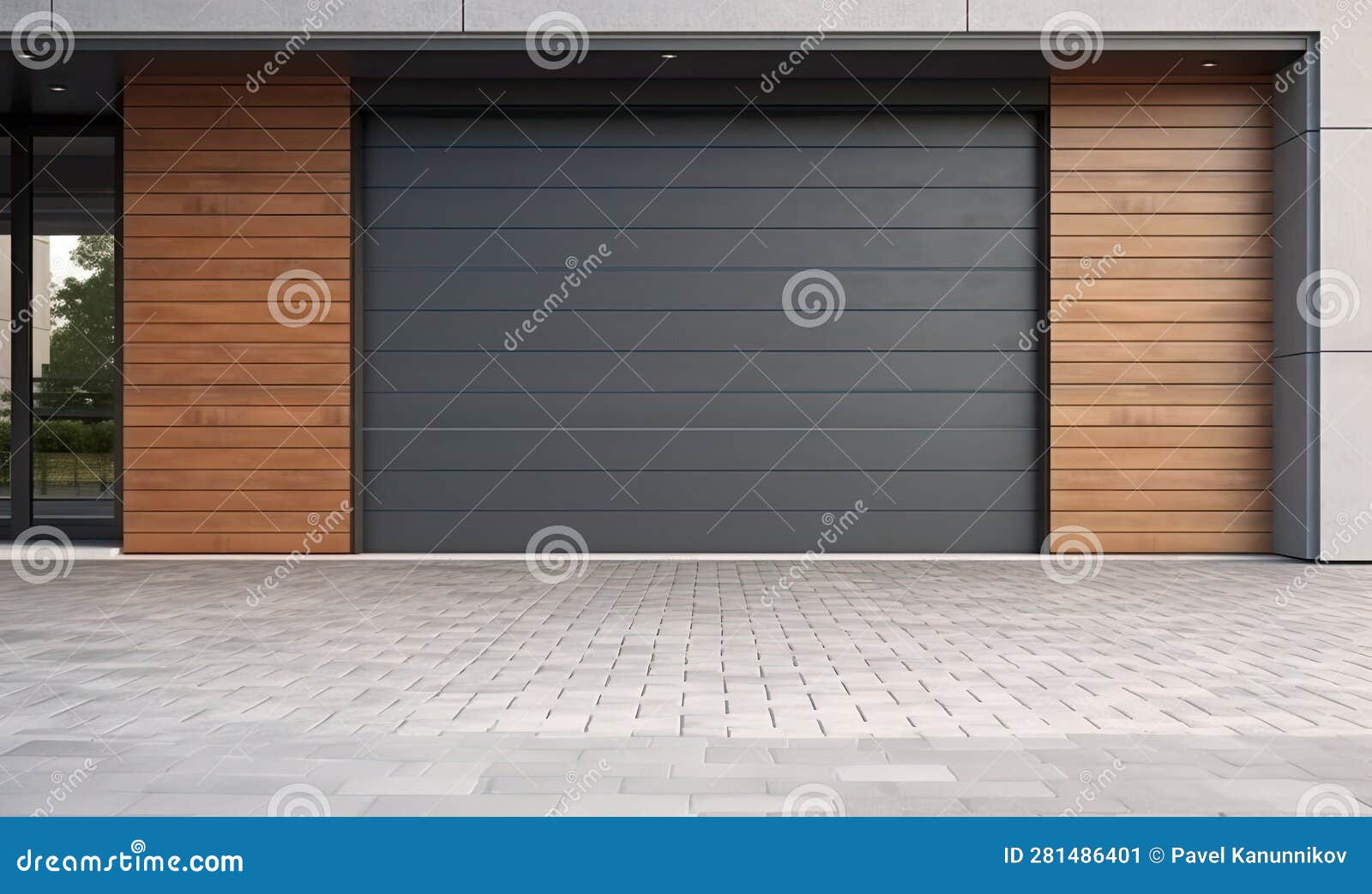 Modern Garage with Sectional Door in Front Created with Generative AI ...