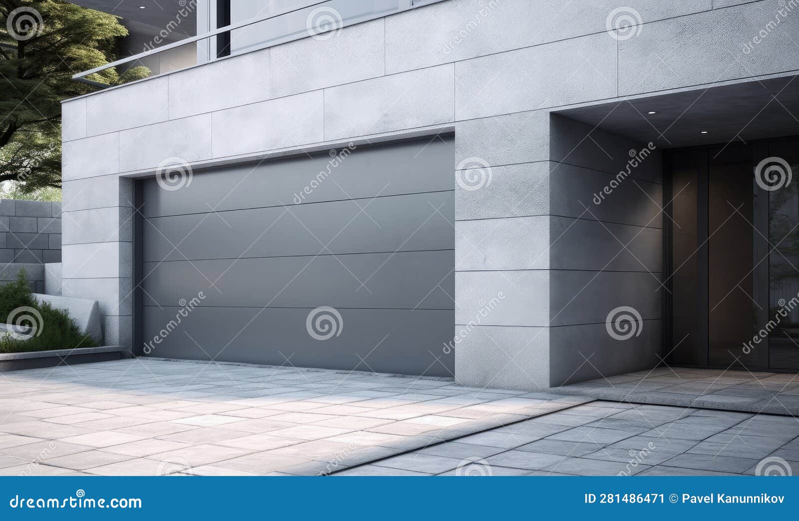 Modern Garage with Sectional Door in Front Created with Generative AI ...