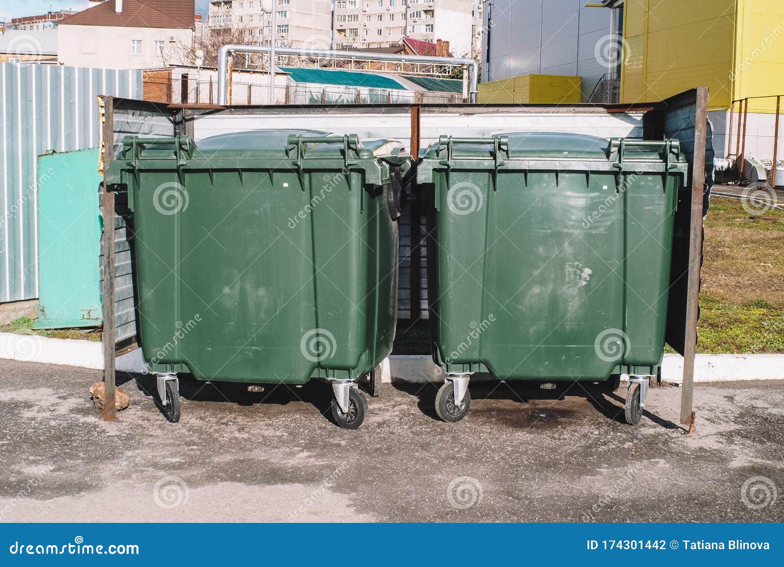 Modern Garbage Containers with Garbage in a Residential Area ...