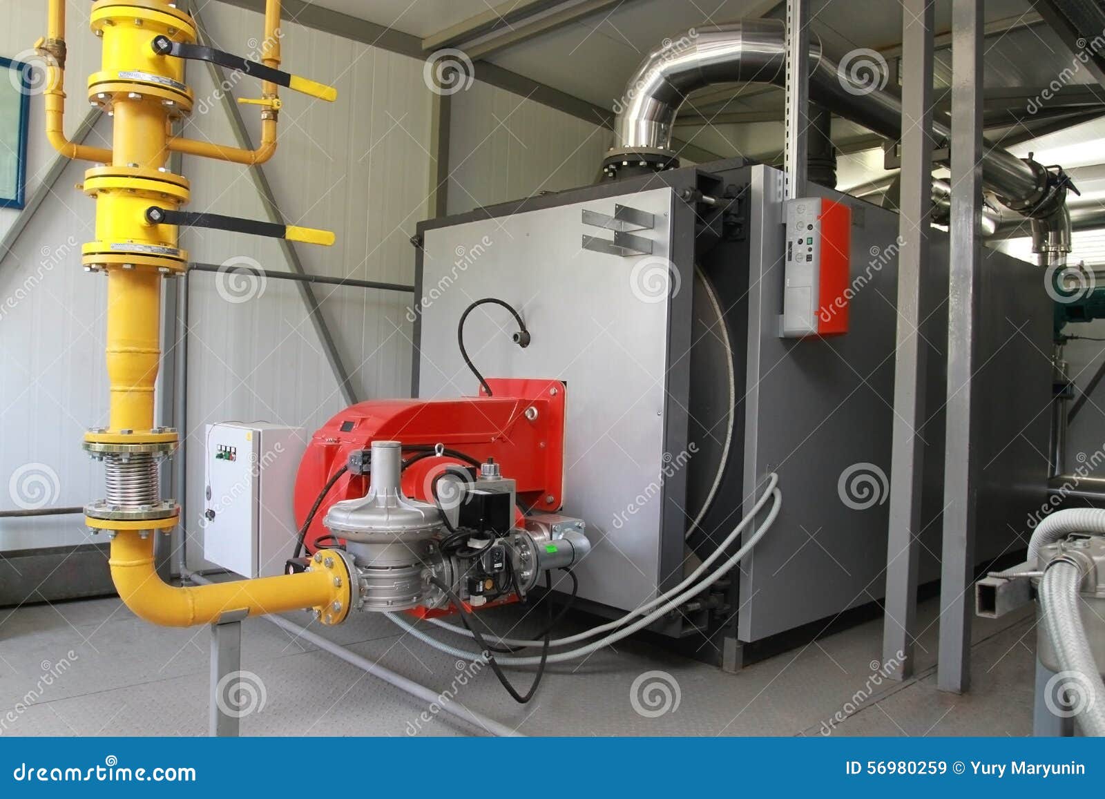 Modern gas boiler-house stock image. Image of yellow - 56980259
