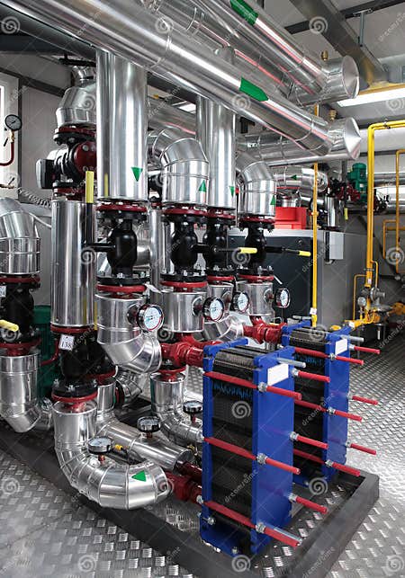 Modern gas boiler room stock image. Image of equipment - 24478559