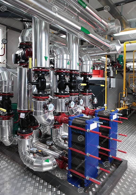 Modern gas boiler room stock image. Image of equipment - 24478559