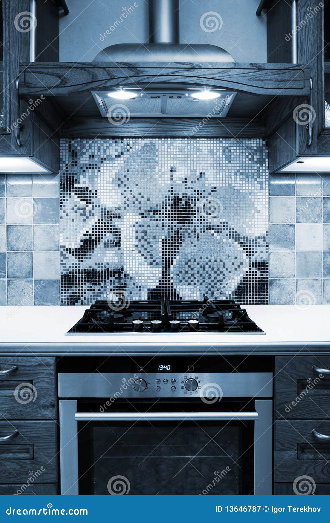 Modern gas cooker stock image. Image of hood, preparation - 13646787