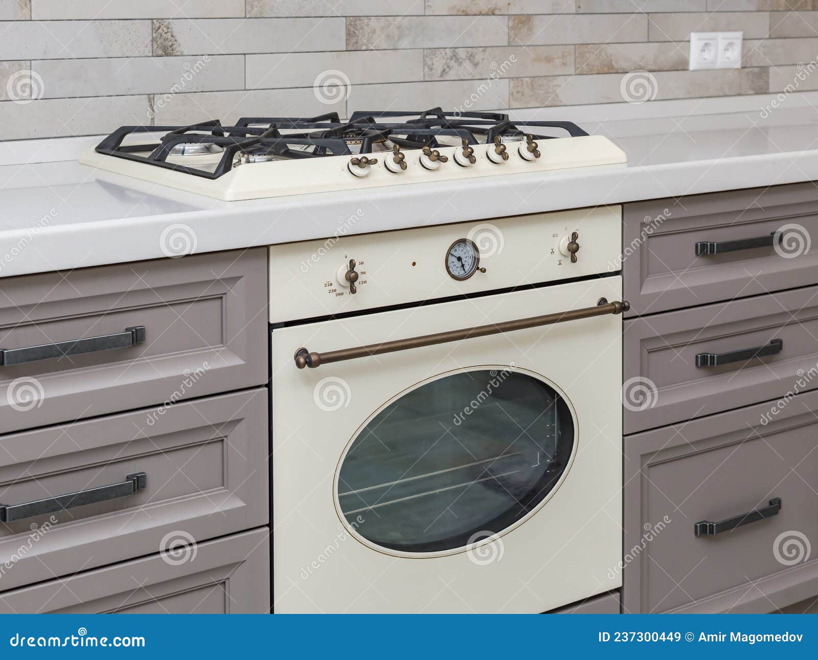 Modern Gas Stove in the Kitchen. Kitchen Design and Interior. Stock ...