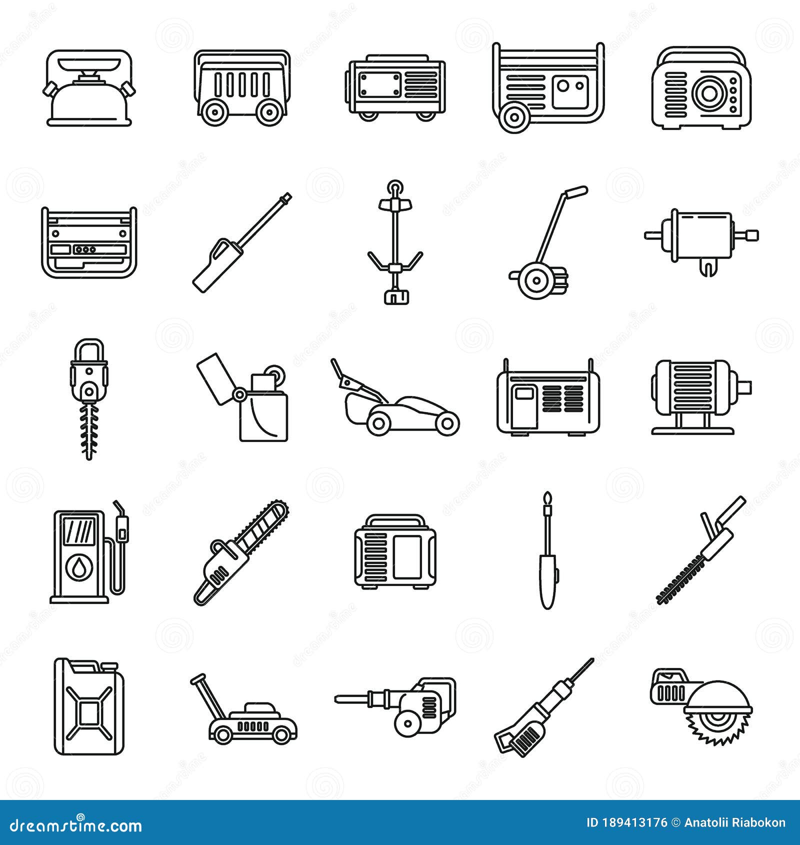 Modern Gasoline Tools Icons Set, Outline Style Stock Vector ...