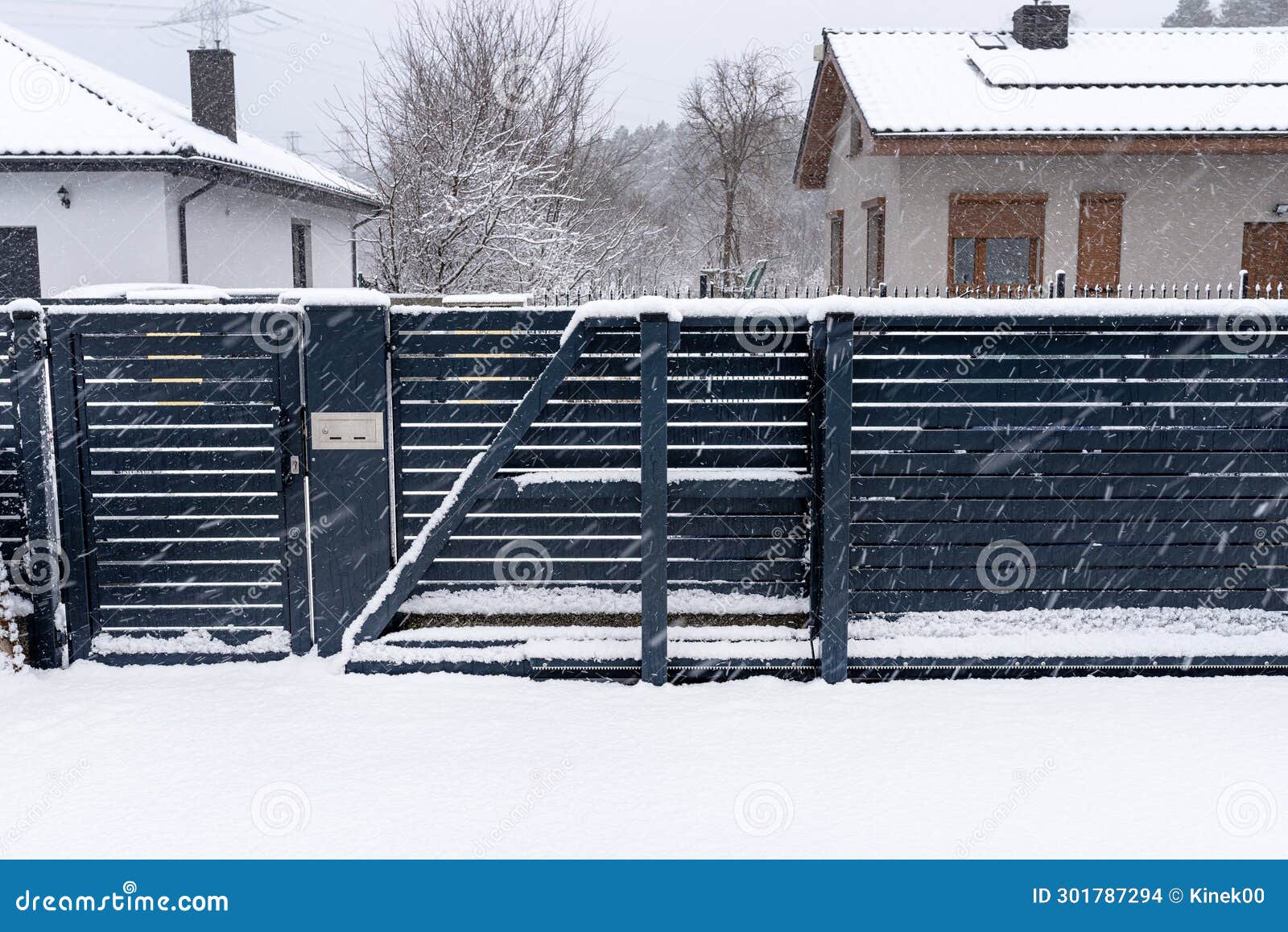 A Modern Gate with a Letterbox and a Wireless Card Reader, Mounted in ...