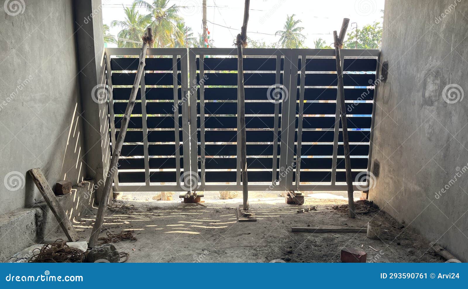 Modern Gate Newly Fixed Inside the Concrete Building Stock Image ...