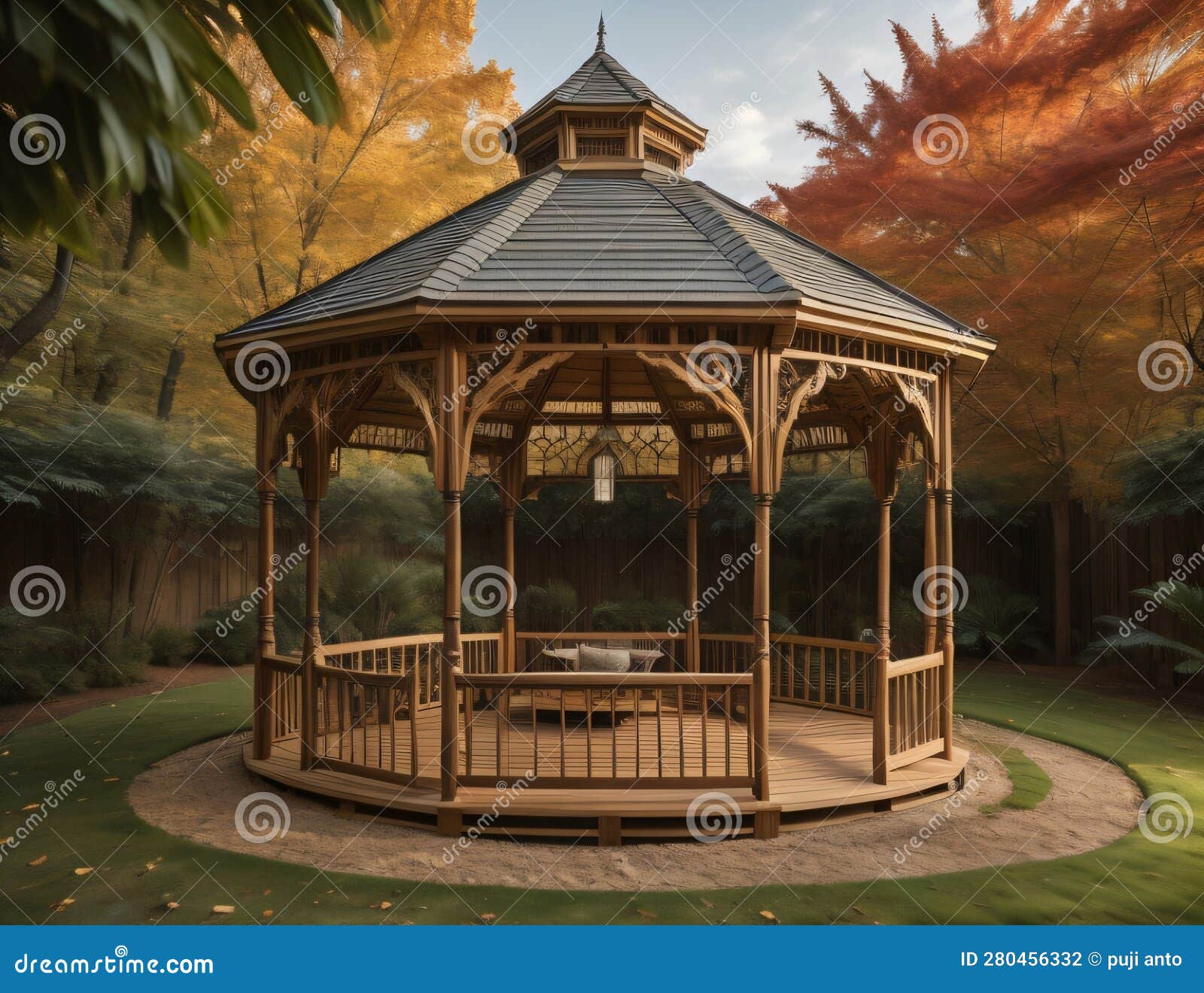 Modern Gazebo Design with Brown Color and Equipped with Sitting Chairs ...
