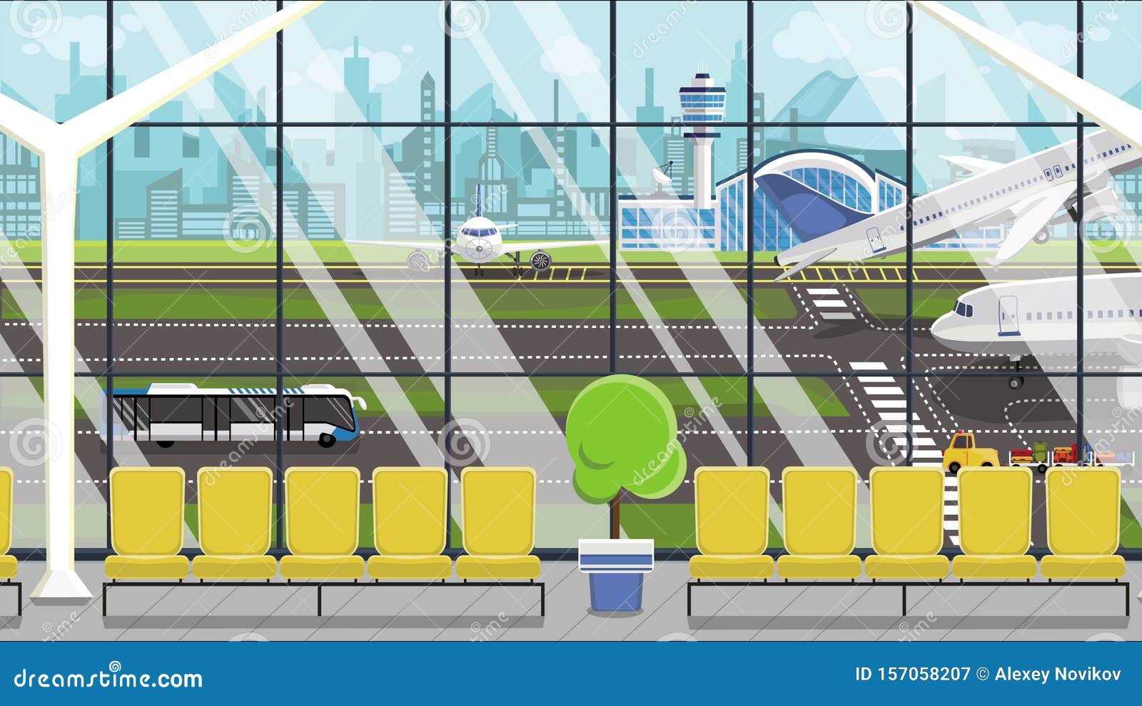 Modern Generic Airport, Airfield View Illustration Royalty-Free Cartoon ...