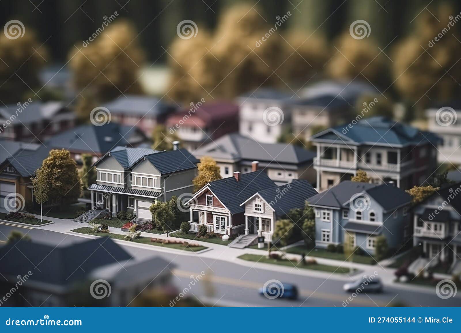 Modern Generic Suburb Style Model Buildings with Tilt Shift Effect ...