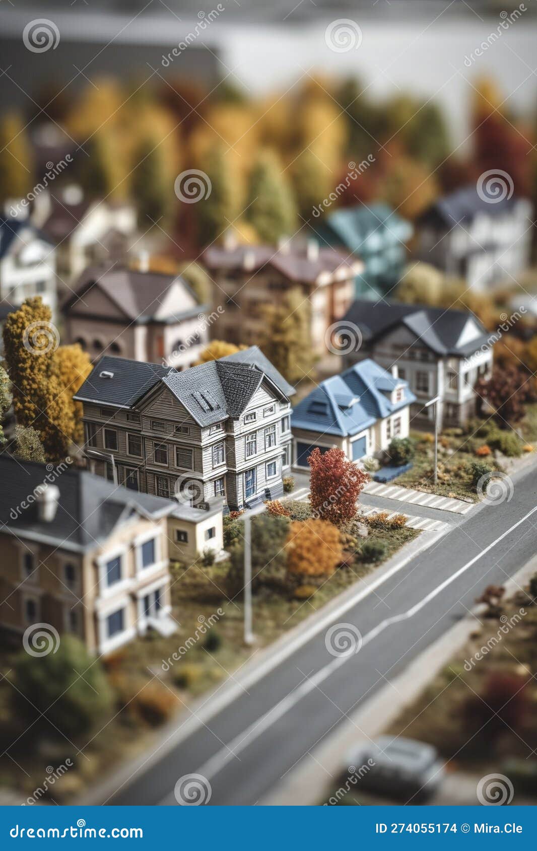 Modern Generic Suburb Style Model Buildings with Tilt Shift Effect ...