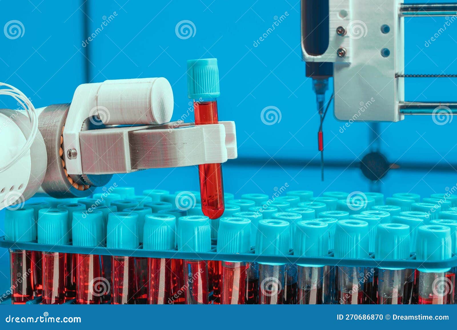 Modern Genetic Laboratory PCR Processor and Robot with Test Tube in ...