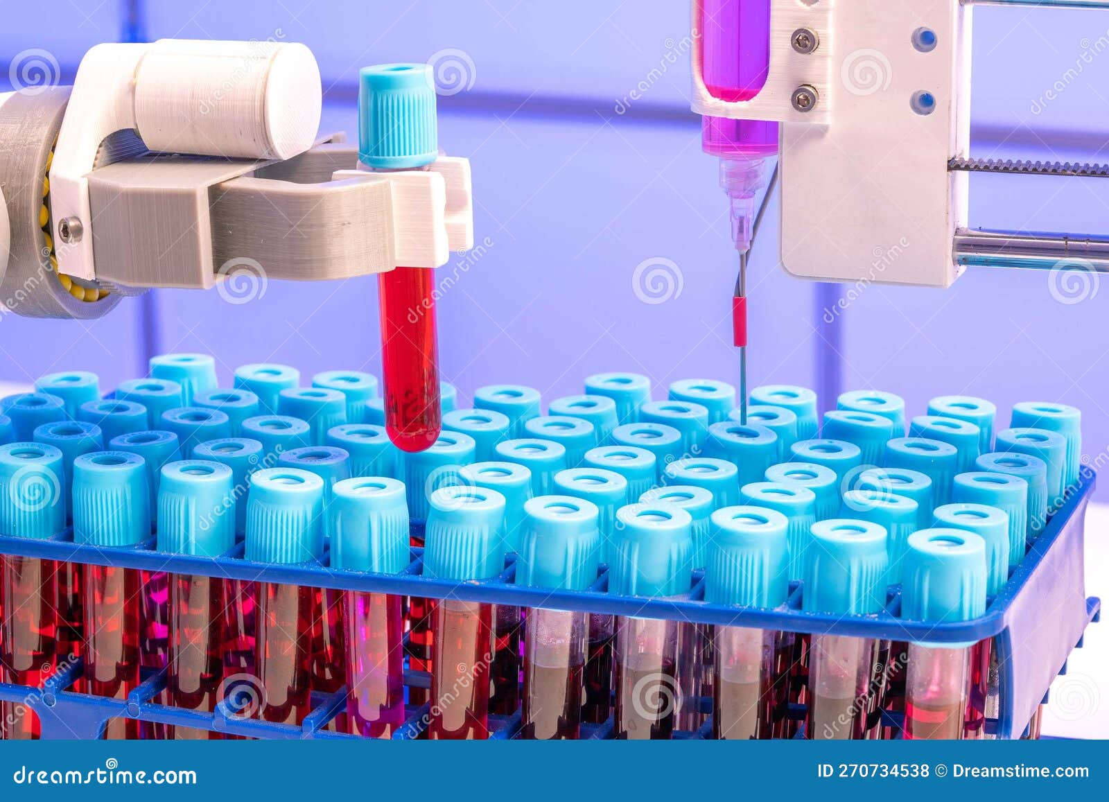 Modern Genetic Laboratory PCR Processor and Robot with Test Tube in ...