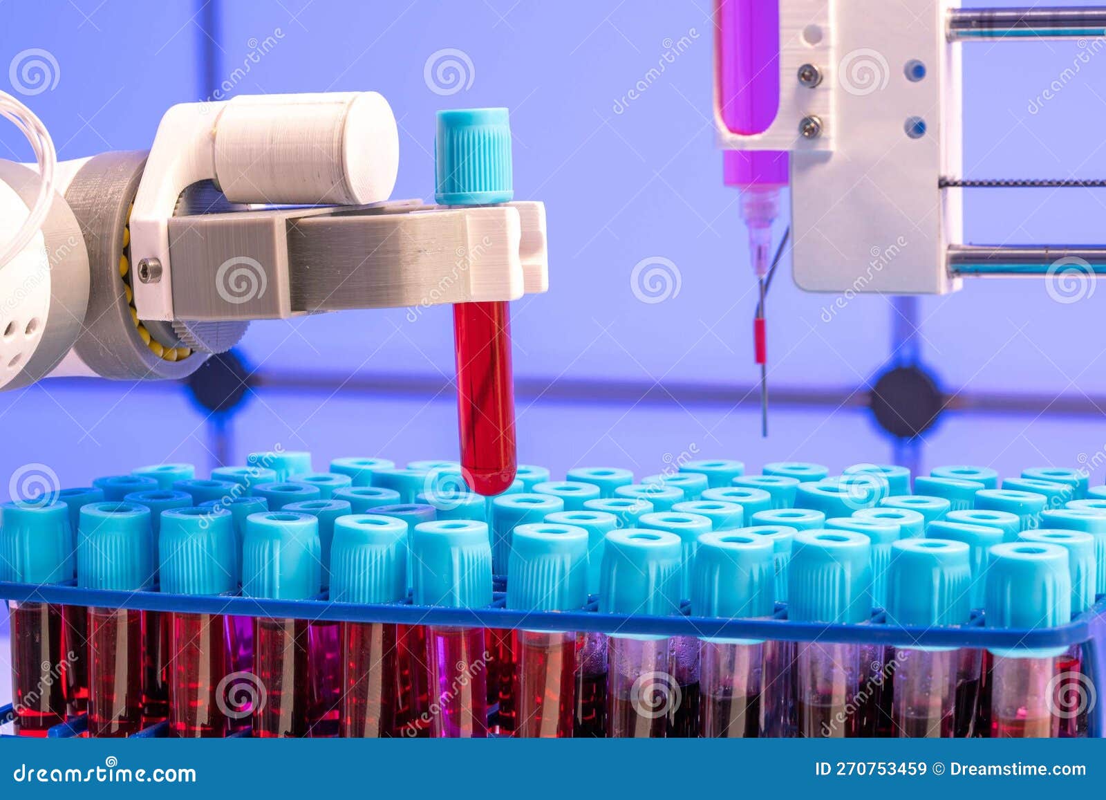 Modern Genetic Laboratory PCR Processor and Robot with Test Tube in ...