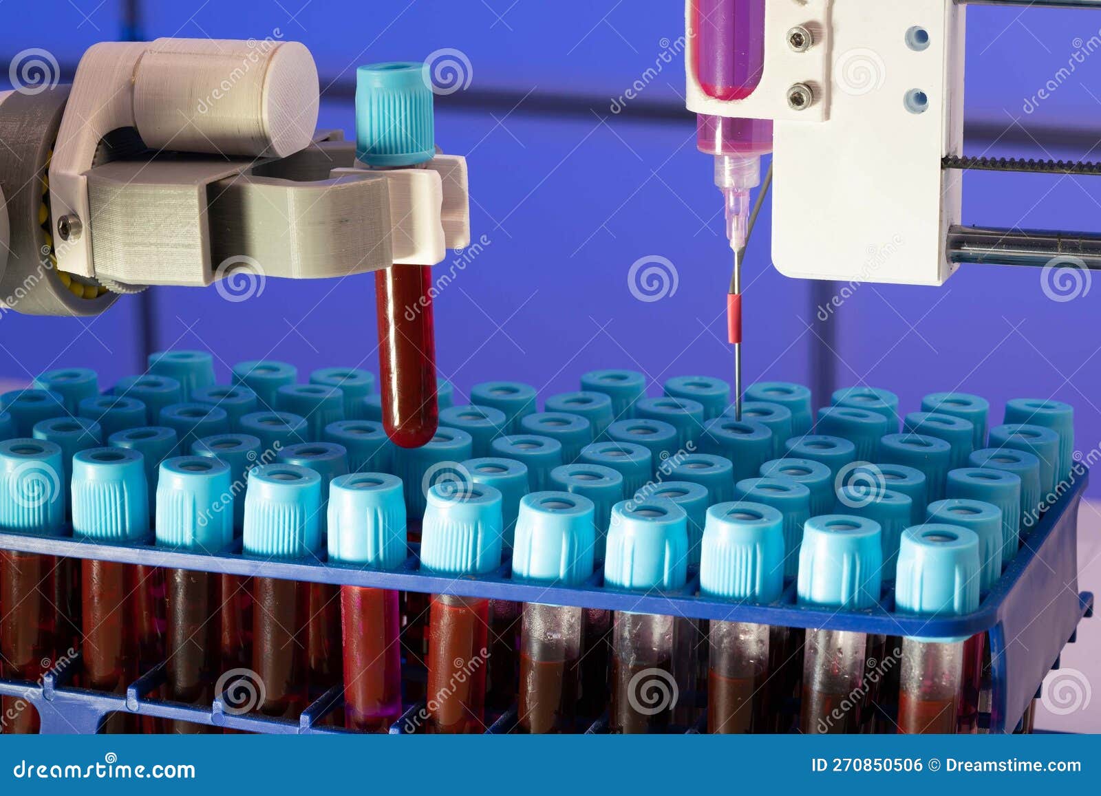 Modern Genetic Laboratory PCR Processor and Robot with Test Tube in ...