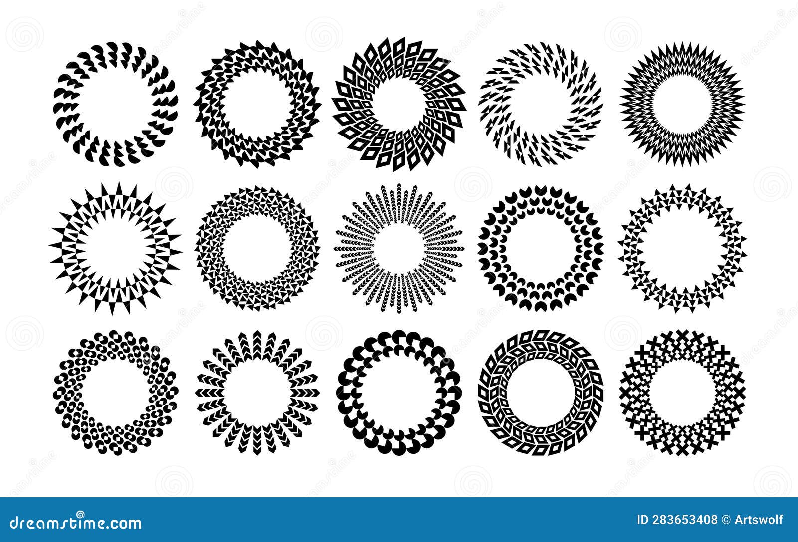 Modern Geometric Abstract Circle Border Logo Set. Simple Line Round Banner Logo. Stock Vector ...