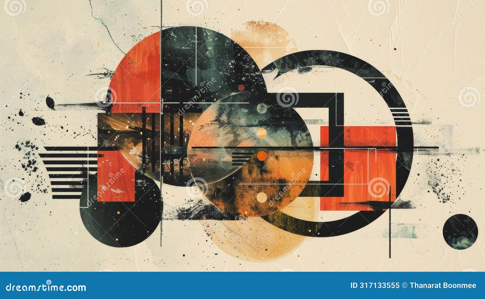 Modern Geometric Collage Template Overlapping Circles, Squares for a ...