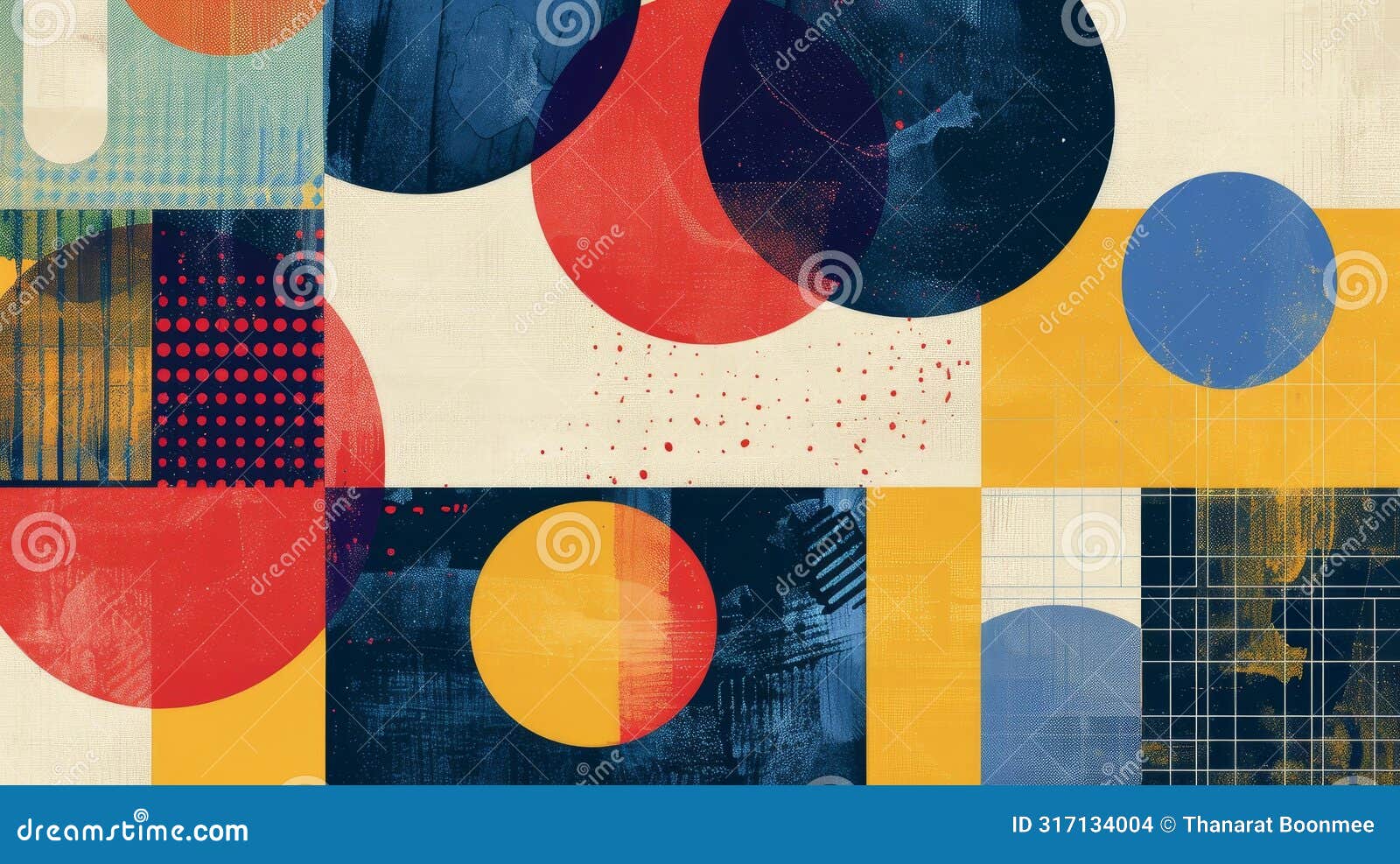 Modern Geometric Collage Template Overlapping Circles, Squares for a ...