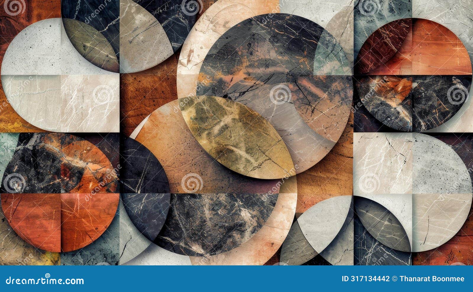 Modern Geometric Collage Template Overlapping Circles, Squares for a ...