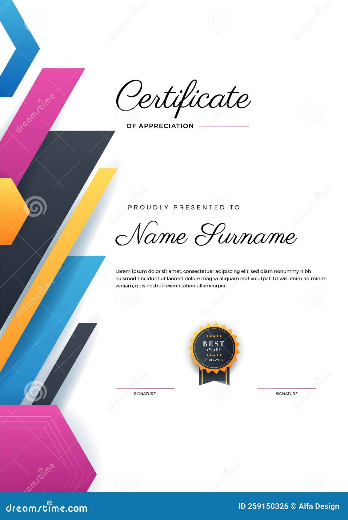 Modern Geometric Colorful Abstract Certificate Design Template Stock ...