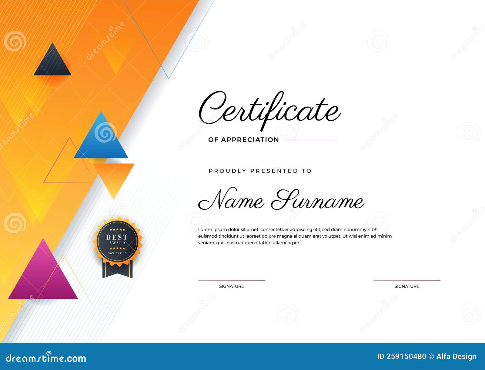 Modern Geometric Colorful Abstract Certificate Design Template Stock ...