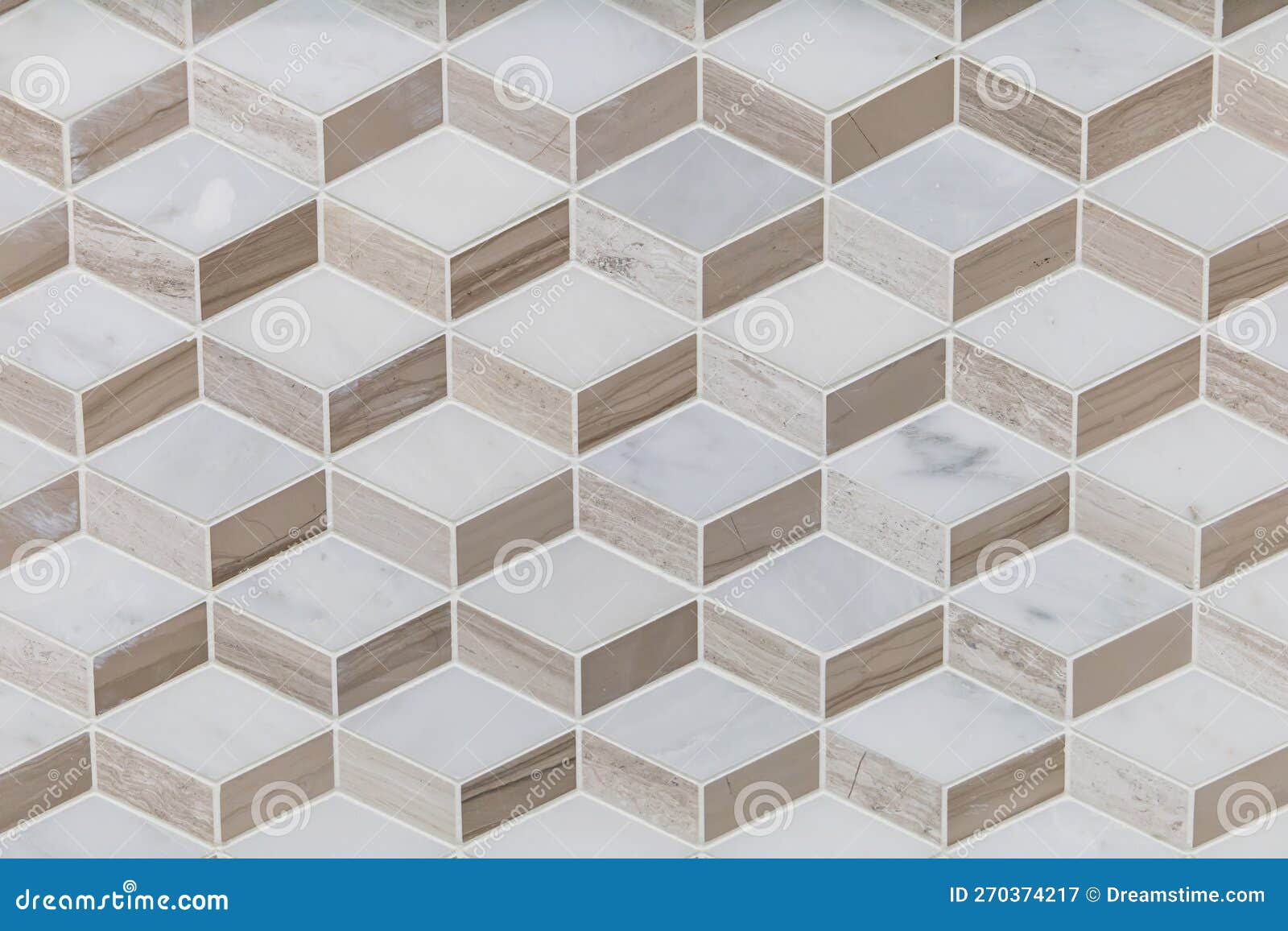 Modern Geometric Cube Tile in White, Beige and Brown for a Backsplash ...