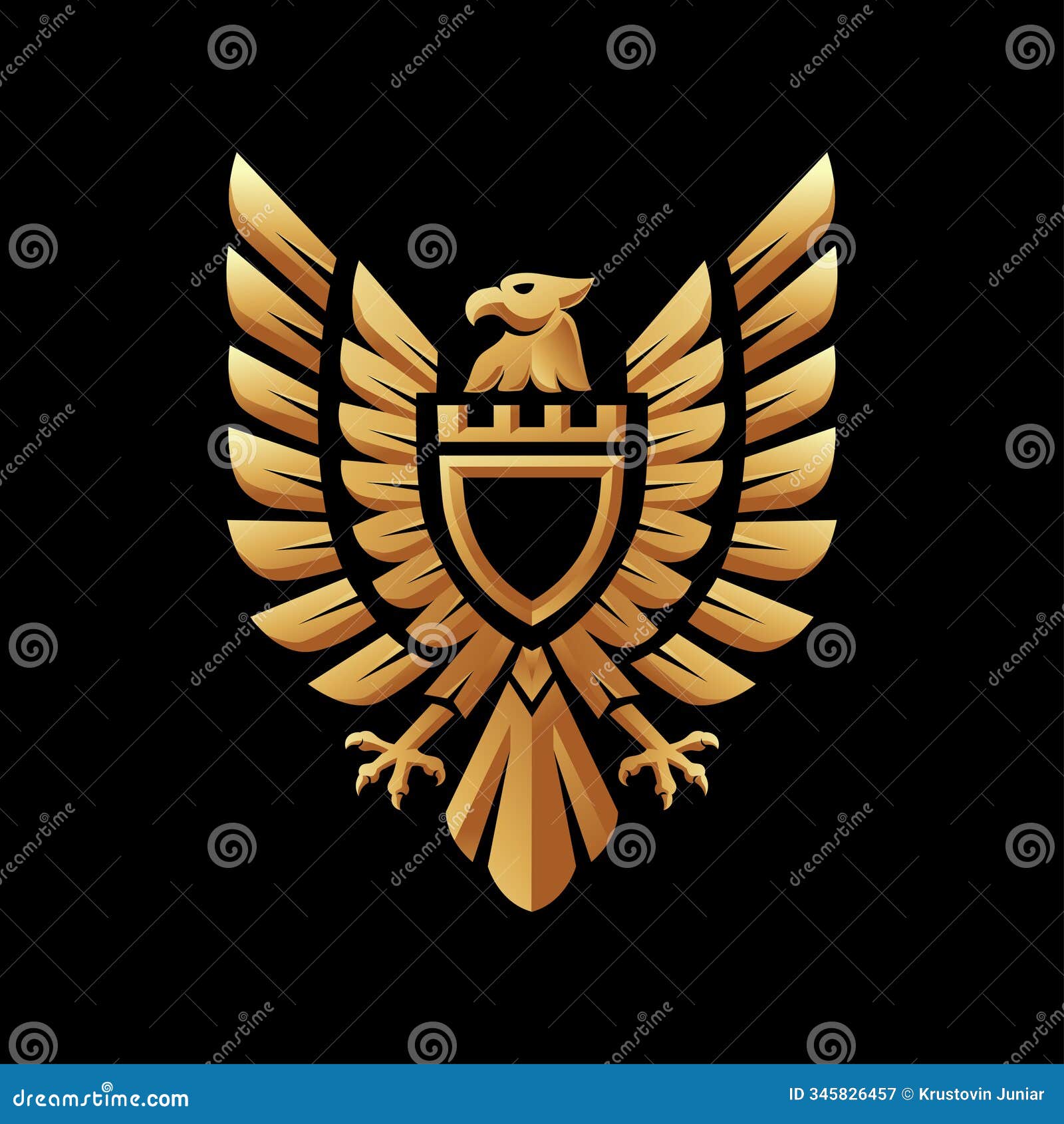 Modern Geometric Golden Eagle Symbol Stock Illustration - Illustration ...