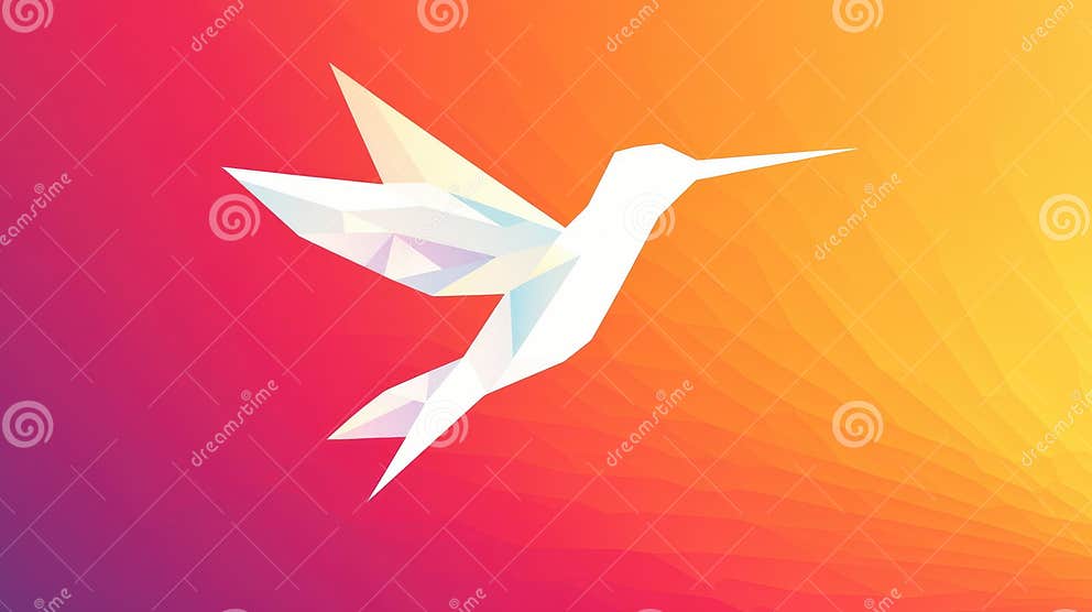 Modern Geometric Hummingbird Silhouette on Sunset Gradient Background ...