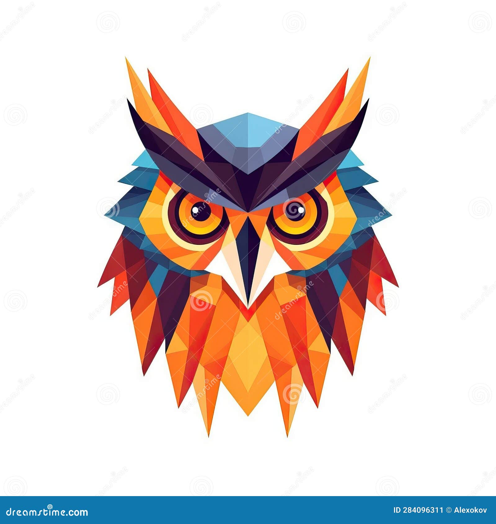 Modern Geometric Owl Head on White Background AI Generated Stock ...