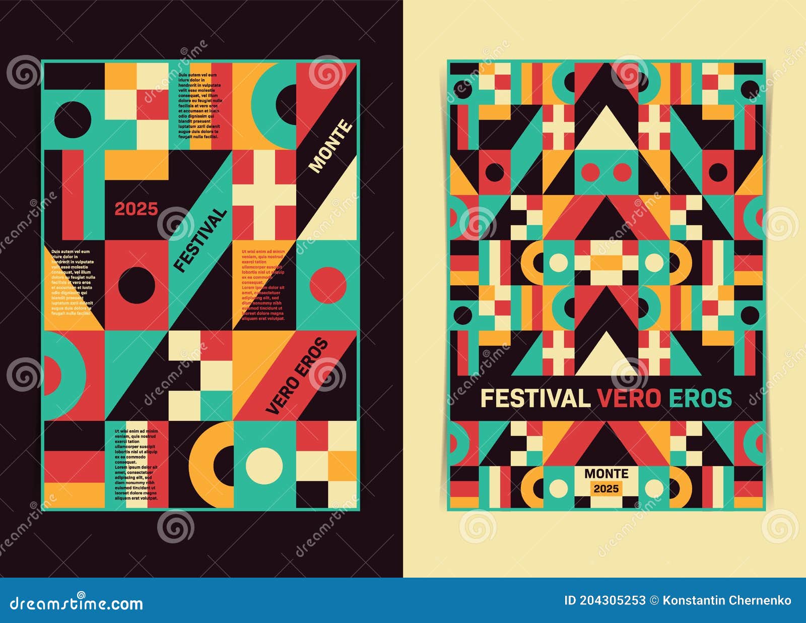 Modern Geometric Pattern Flyer Festival Template. Vector Illustration ...