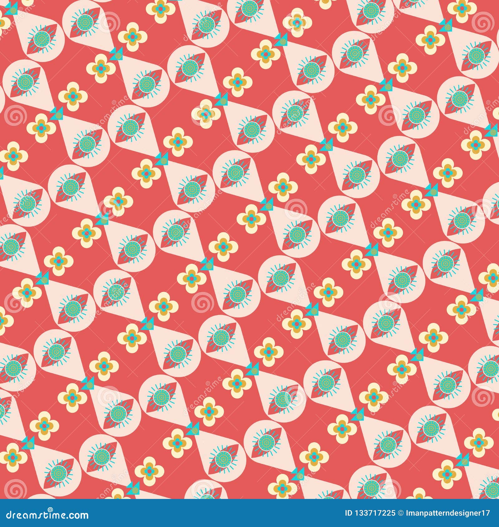 Modern Geometric Repeating Pattern in Vivid Red, Blue and Yellow Stock ...