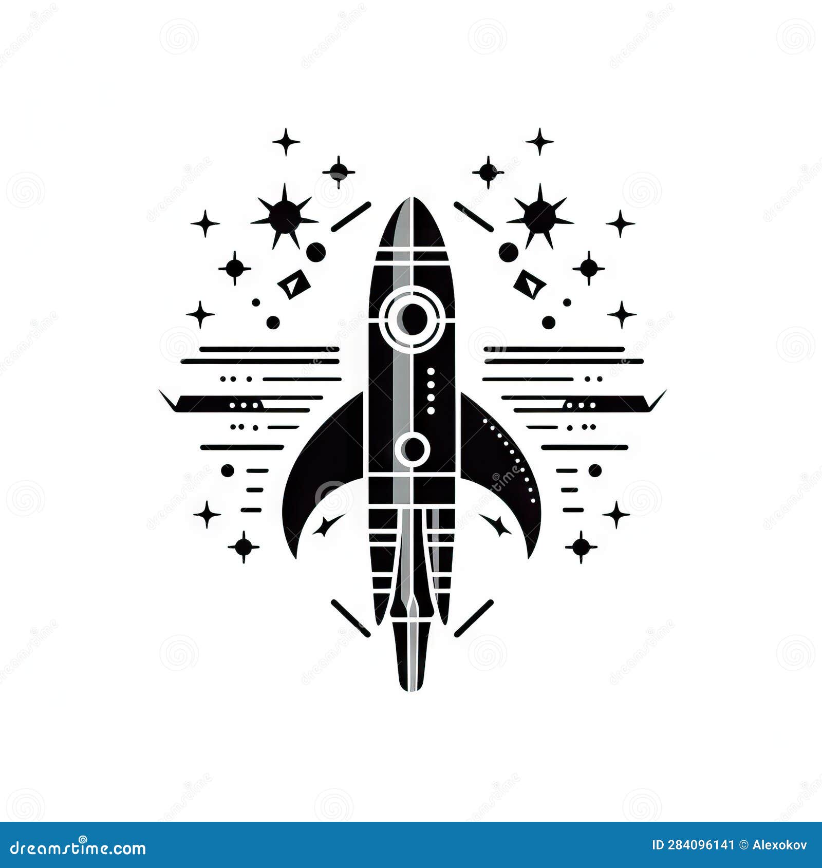 Modern Geometric Rocket Icon on White Background AI Generated Stock ...