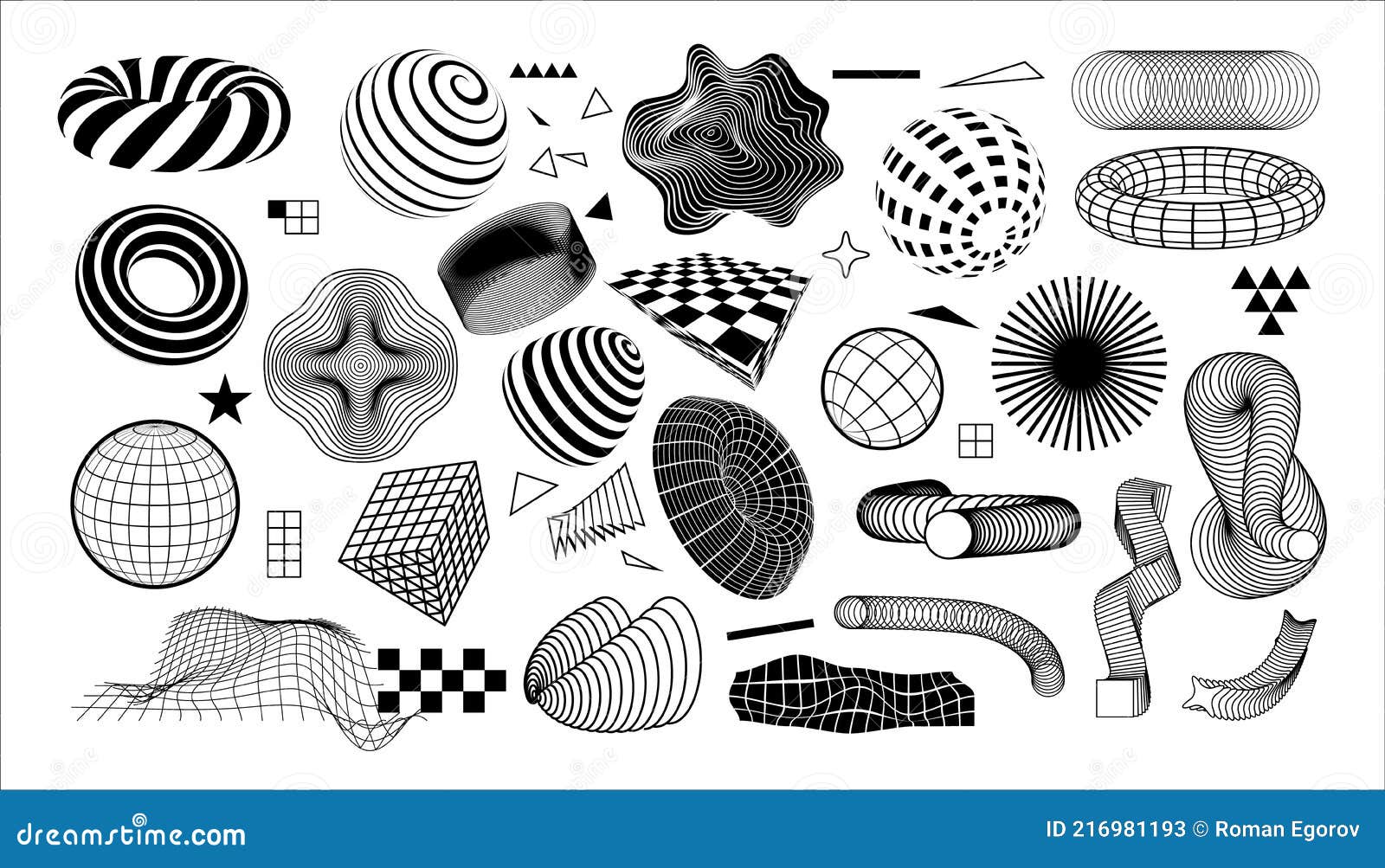 Modern Geometric Shapes. Abstract Graphic Elements with Dynamic Effects ...