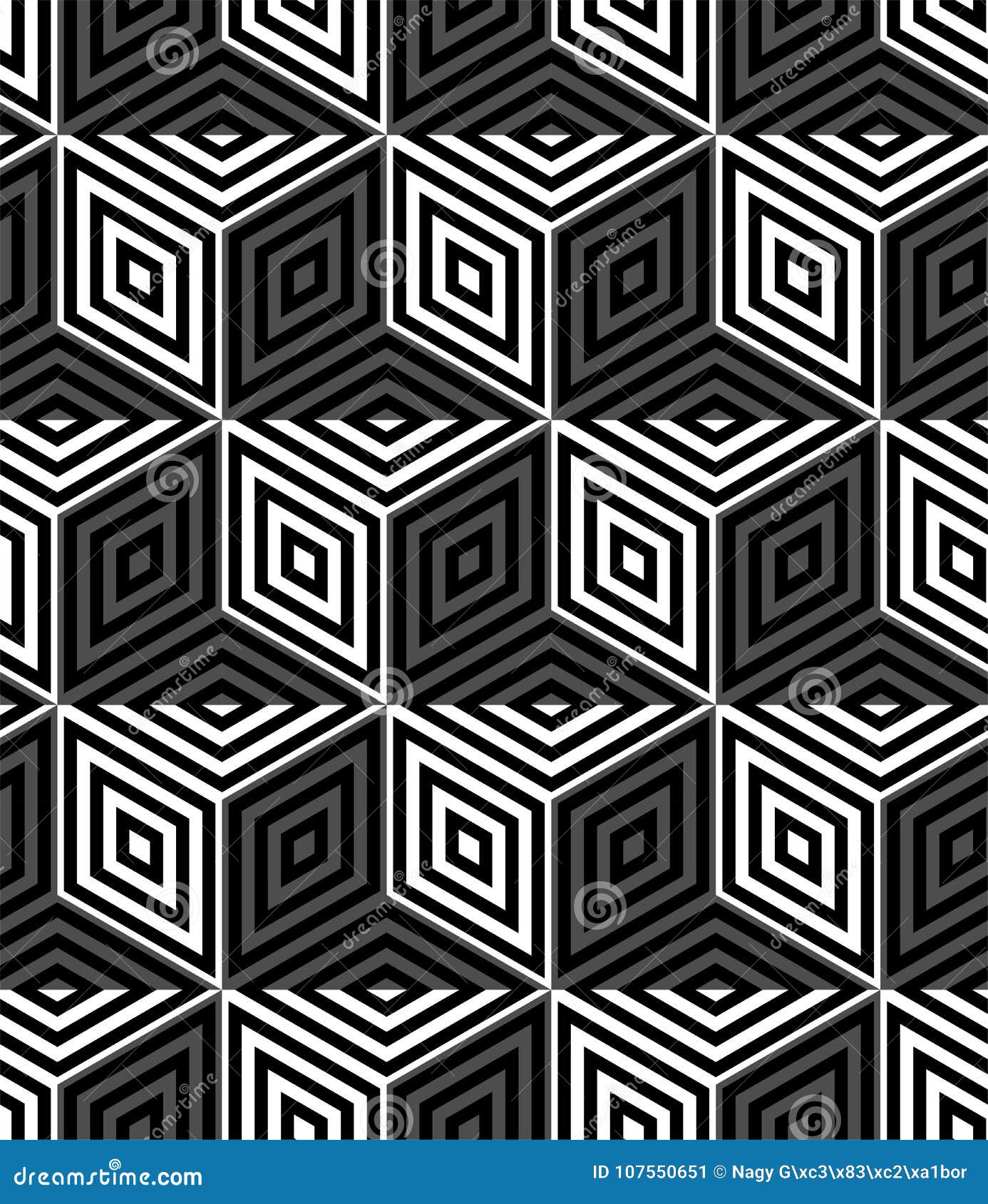 MODERN GEOMETRIC STRIPED CUBE. TRENDY SEAMLESS VECTOR PATTERN. OPTIC ...
