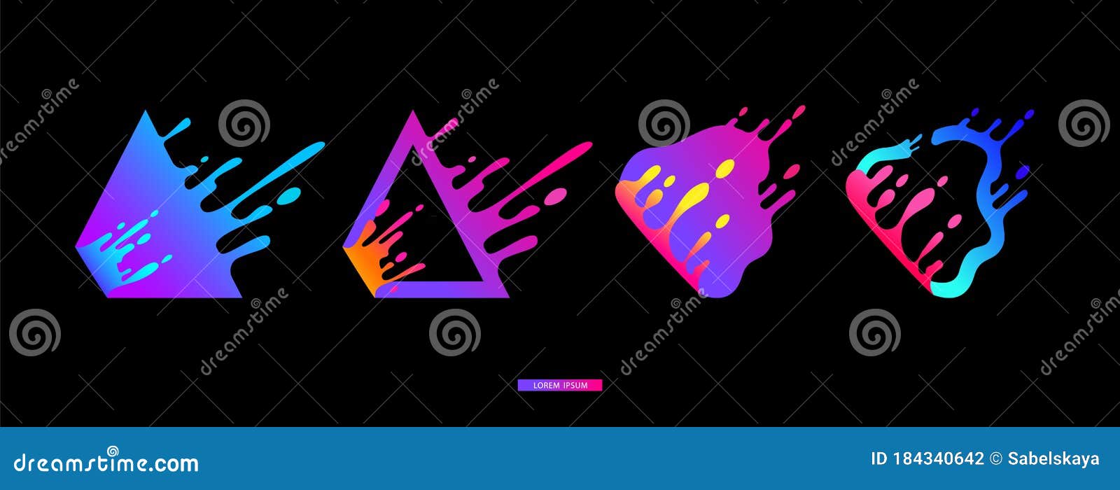 Modern Geometric Triangle Set with Gradient Paint Splash Set Stock ...