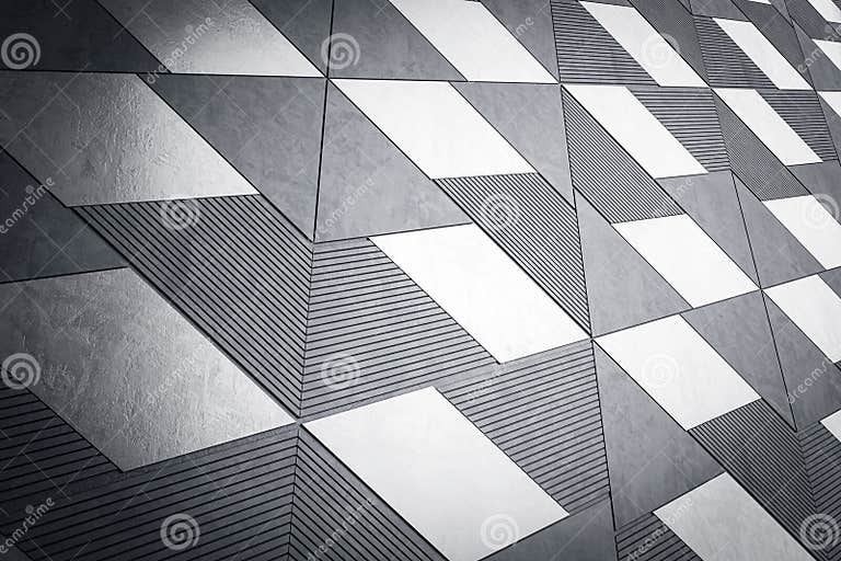 A Modern Geometric Wall Pattern in Grayscale with a Combination of ...