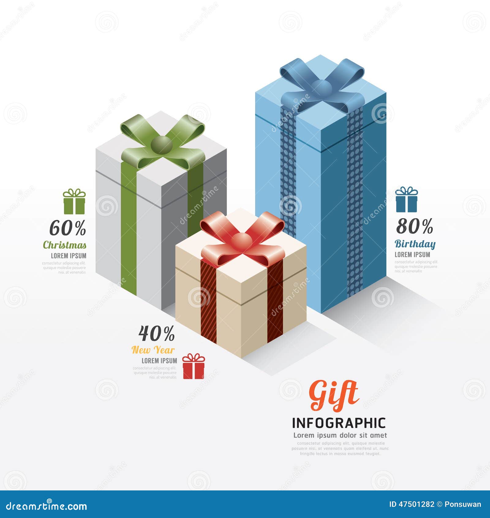 Modern Gift Box Infographics Elements. Design Vector Illustration Stock ...