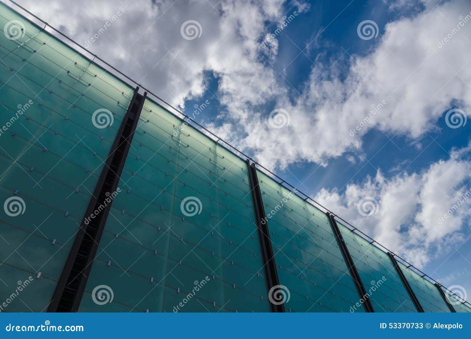 Modern Glass Architecture Building Cloudscape Diagonal View Stock Image ...