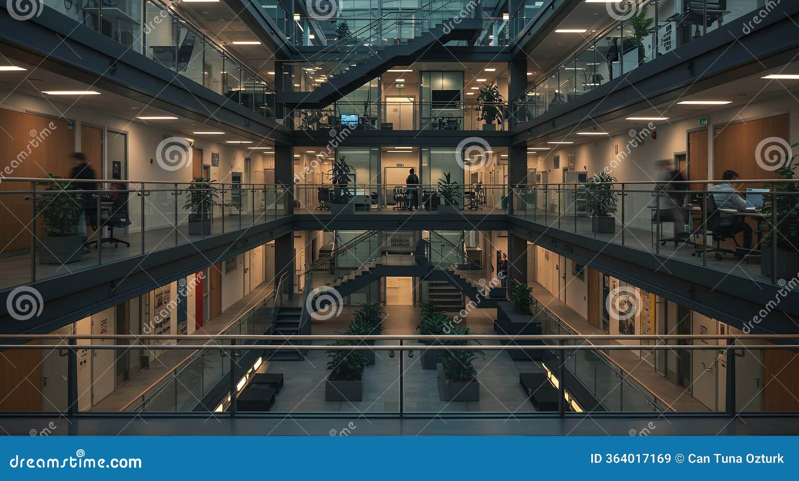 Atrium Of An Office Building With A Large Reception Desk, Granite ...