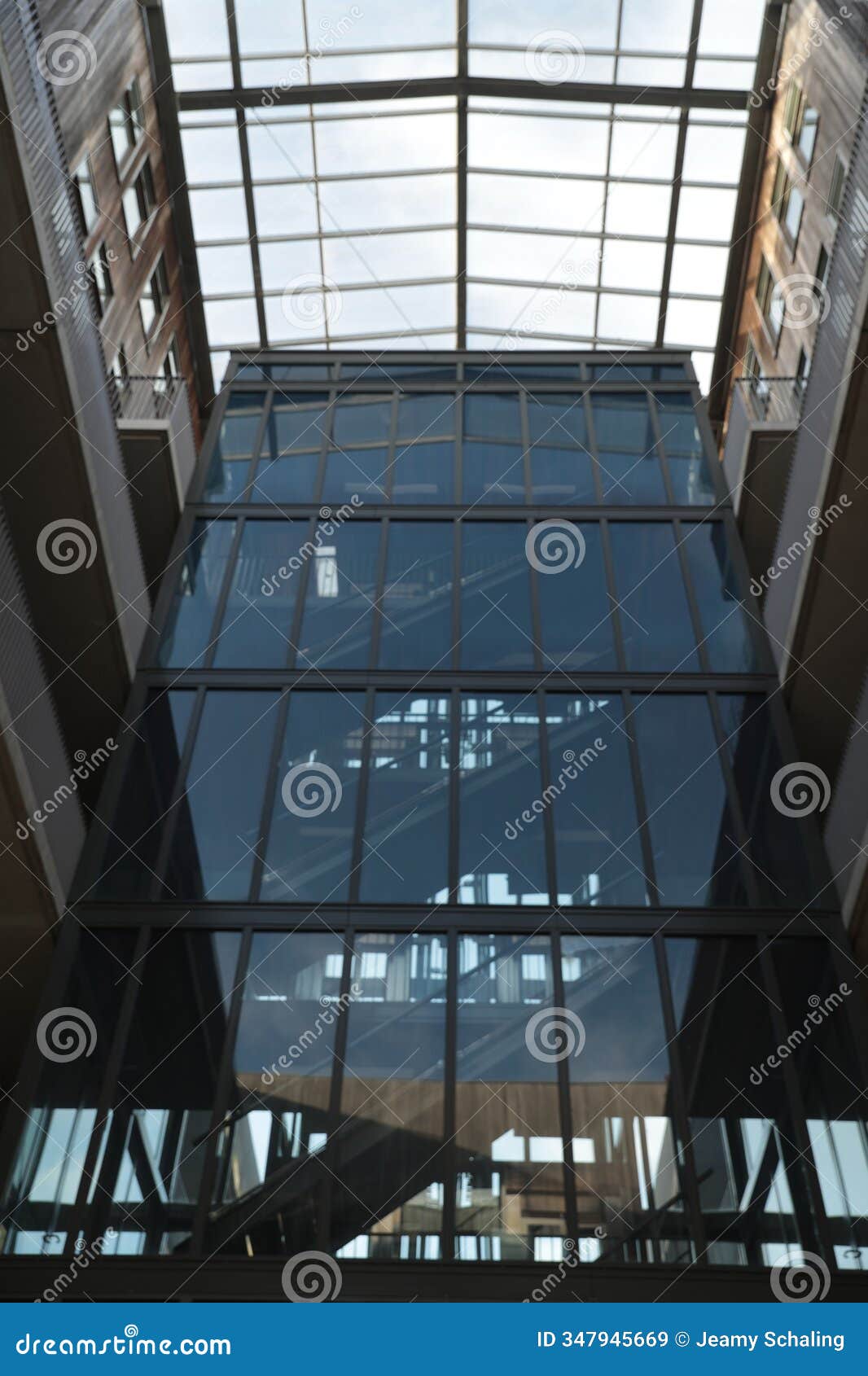 Modern Glass Atrium With Steel Framework And Skylight Royalty-Free ...