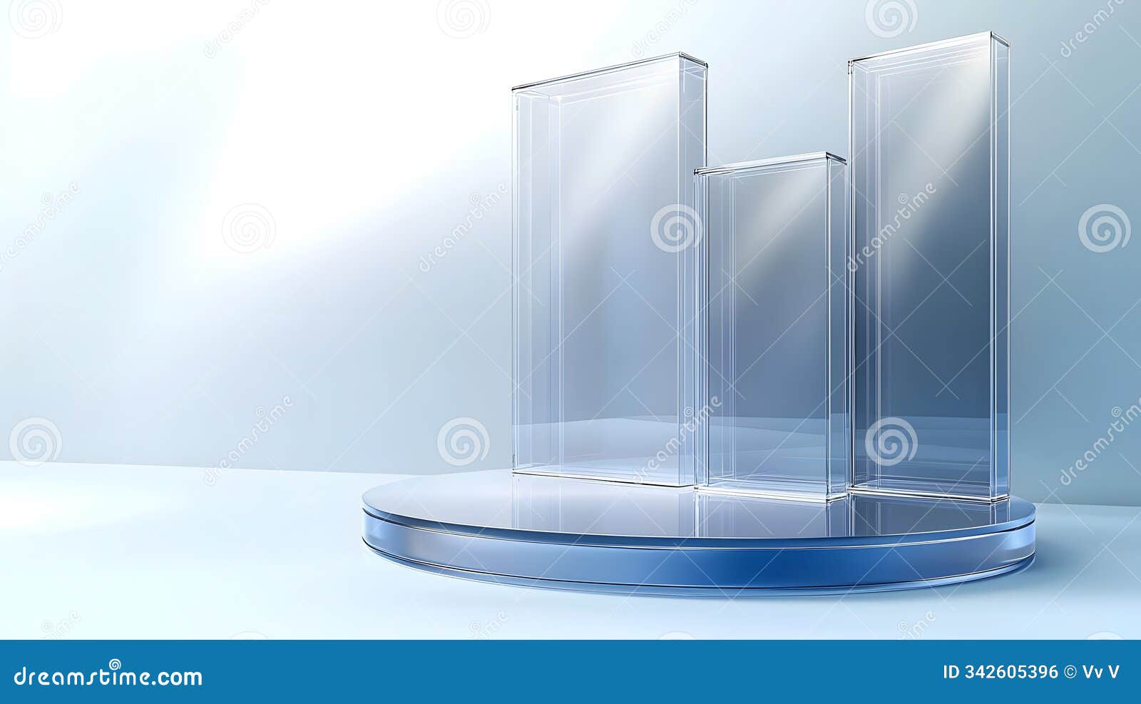 Modern Glass Bar Graph on Reflective Podium Stock Illustration ...