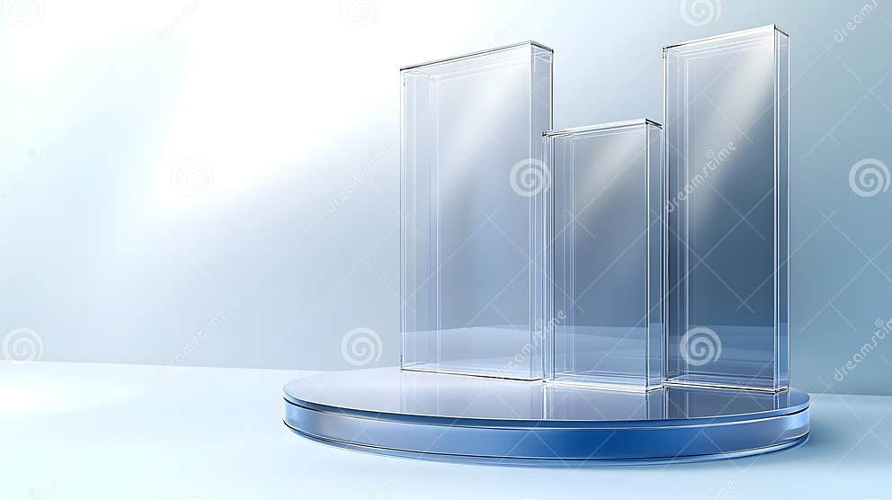 Modern Glass Bar Graph on Reflective Podium Stock Illustration ...