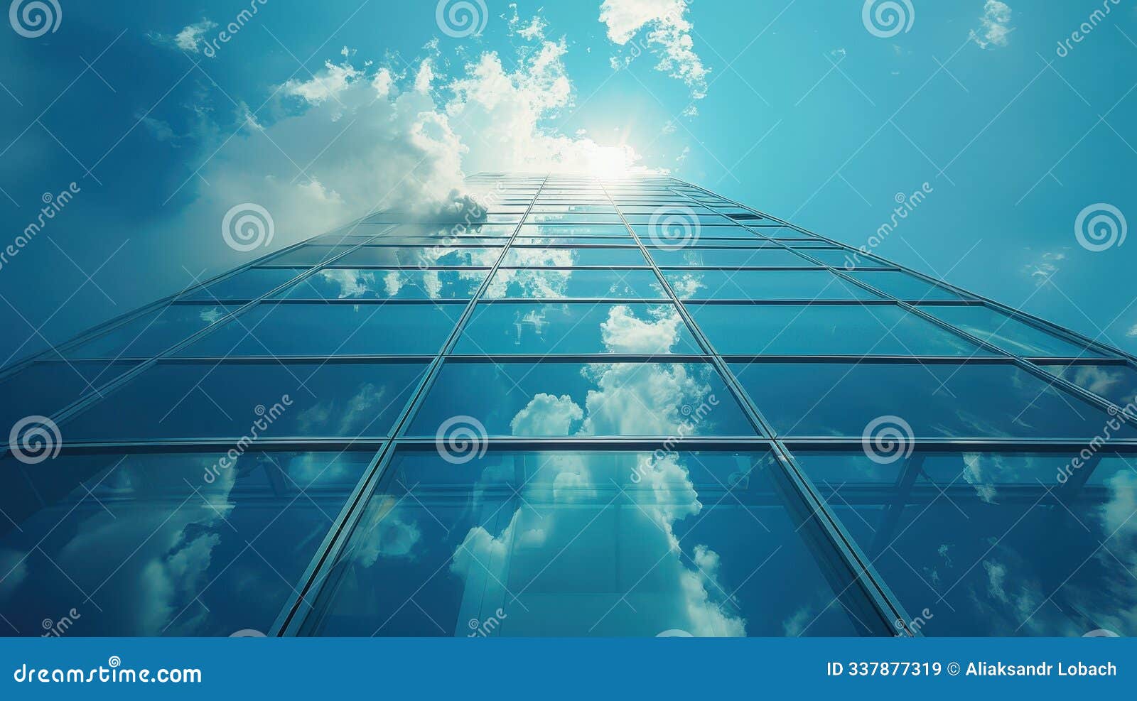 A Modern Glass Building. Bottom View Stock Image - Image of bright ...